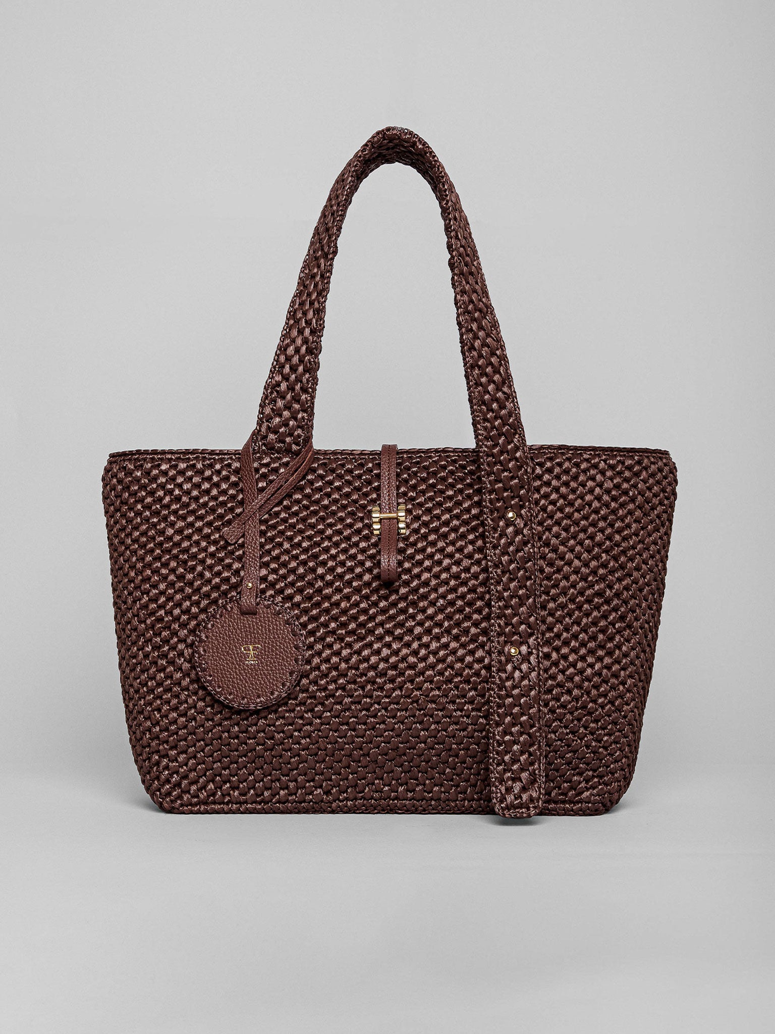 Maddalena Raffia Large Chocolate - Handmade bags - FRP Collection