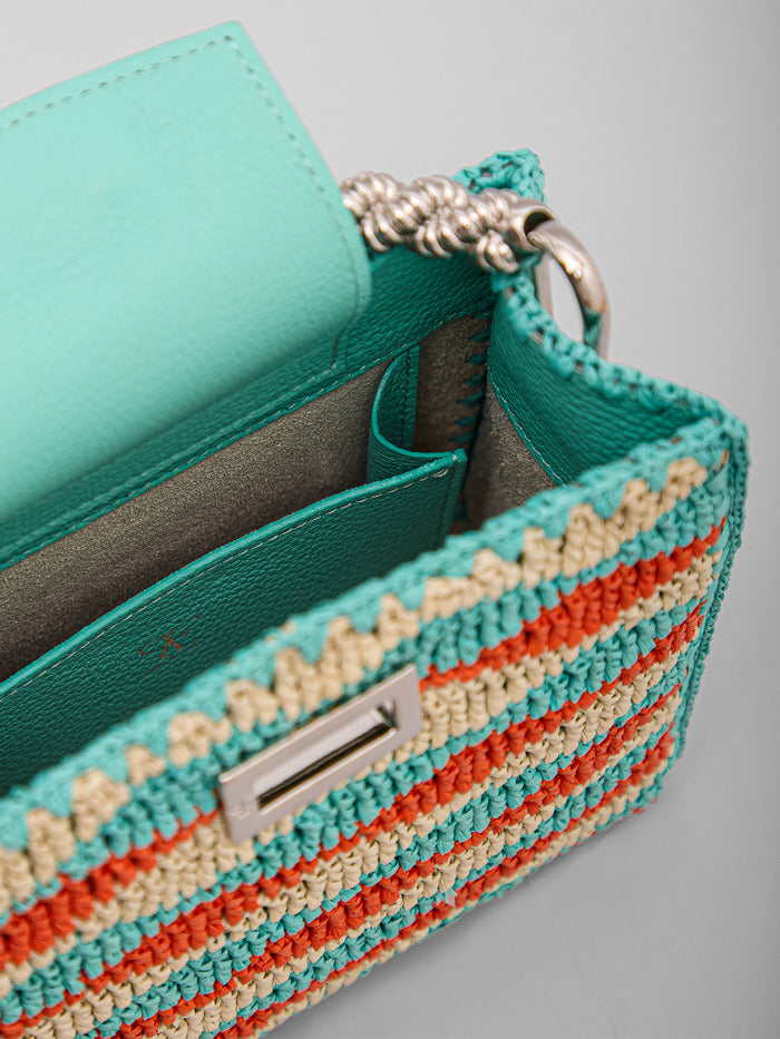 Sylvia Small Waves Aqua - Handmade Bags - FRP Collection